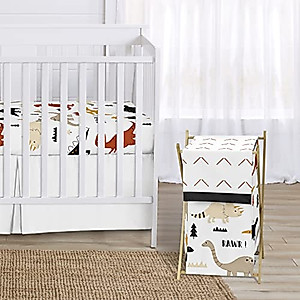 Sweet Jojo Designs Mod Dino Baby Kid Clothes Laundry Hamper - Orange, Tan, Rust, Taupe, Mustard Yellow, Beige, Brown and Black Modern Dinosaur Boho Dinosaurs Arrow Chevron Herringbone Gender Neutral