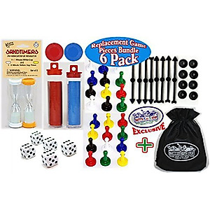 Koplow Games Universal Game Pieces Replacement Set with Exclusive Matty's Toy Stop Cinch Storage Bag - 6 Pack