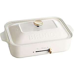 BRUNO compact hot plate + takoyaki plate + ceramic-coated pot + grill plate 4-piece set (white)