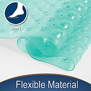 Yimobra Original Bath Tub Shower Mat Extra Long 16 x 40 Inches, Non-Slip with Drain Holes, Suction Cups, Machine Washable, Phthalate Free, Latex Free, BPA Free, Bathroom Mats, Clear Green