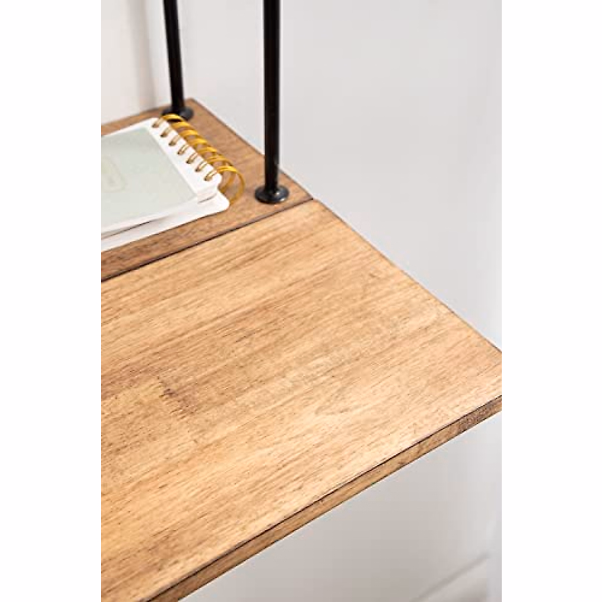 Kate and Laurel Walters Modern Farmhouse Wood and Metal Floating Desk with Folding Drop-Leaf Design, 31x30x14, Rustic Brown/Black