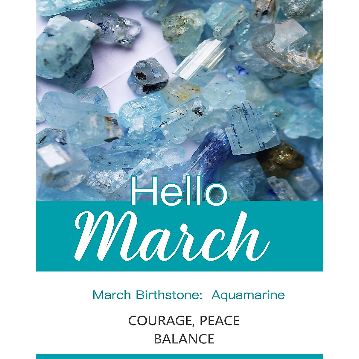 MIDDLUX Gold Heart Necklace, Charm Necklace, March Birthstone Jewelry, March Birthstone Necklace, Aquamarine Necklace, March Birthday Gifts for Women