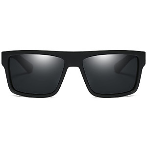 DUBERY Women's Fashion Polarized Sport Sunglasses, Black/Black, Frame Width:141mm