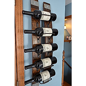 Wine Rack, 5 - Bottle Wine Stave wine rack with steel banding
