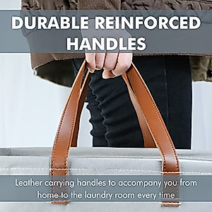 TEELINK Laundry Basket with Handles, 60L Large Collapsible Dirty Clothes Hamper for Laundry, Freestanding Fabric Lightweight Waterproof Toy Storage Basket for Bathroom, Bedroom, Dorm, Outdoor, White