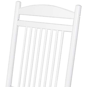 MUPATER Outdoor Rocking Chair Set 3-Piece Patio Wooden Rocker Bistro Set with Foldable Table and Curved Seat, White