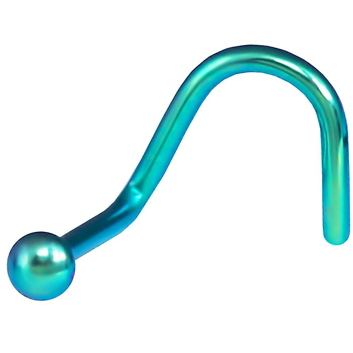 Forbidden Body Jewelry 20g IP Plated 2mm Dome Top Green Surgical Steel Nose Screw