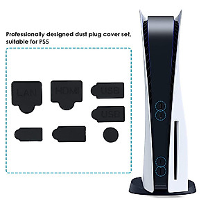 7PCS LAN HDMI Type-C USB Dock Dust Plug Silicone Dust Proof Cover Dust Stopper Dustproof Case Kits for PS5 Game Console