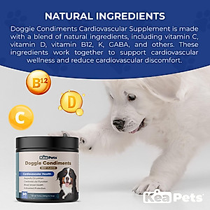 Kea Pets Doggie Condiments Cardiovascular Supplement for Dogs - Natural Dog Supplement Powder for Canine Heart Health and Performance