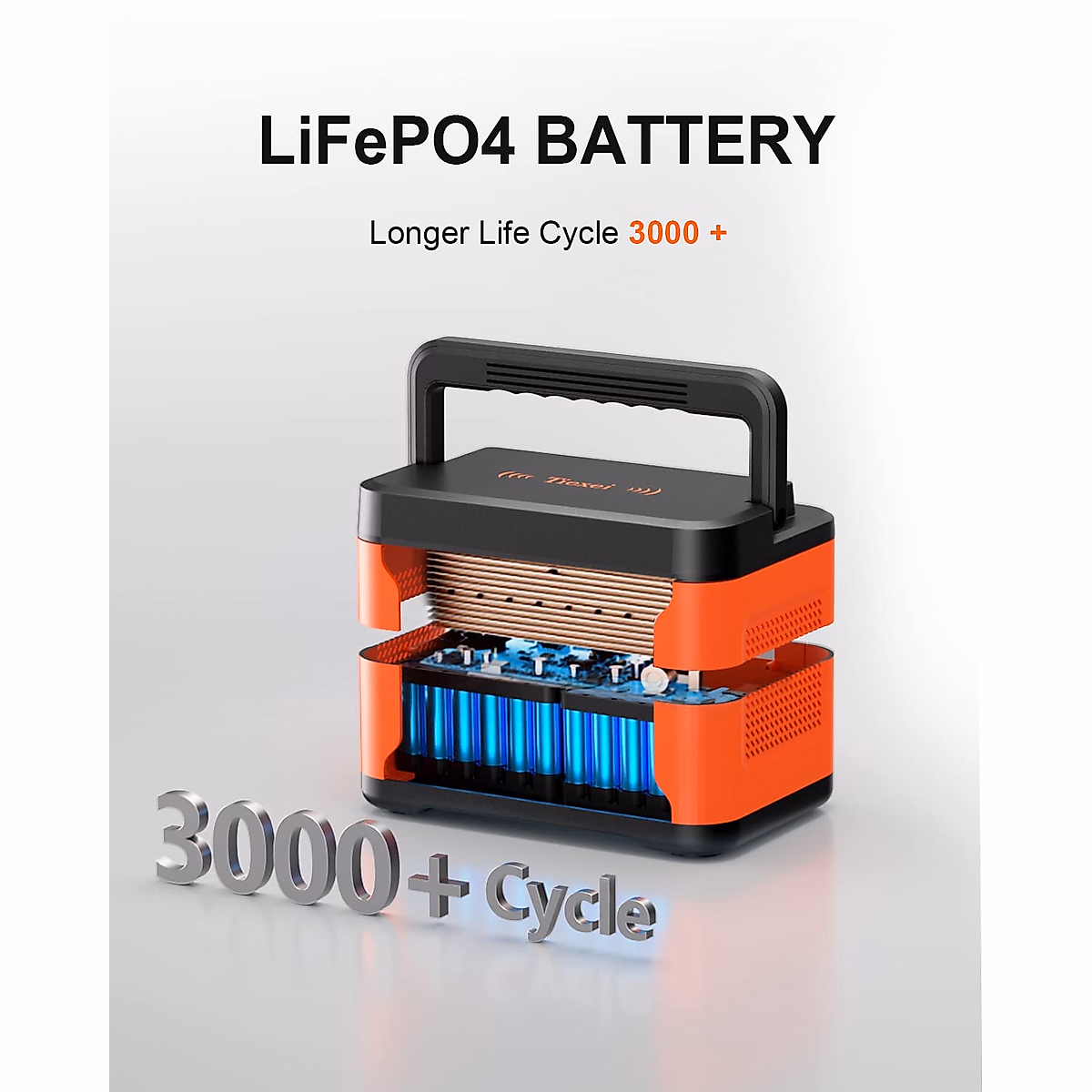 Portable Power Station 600W(Peak 1200W), Tiexei Solar Generator Backup 550Wh LiFePO4 Battery Pack with 110V AC Outlet, Pure Sine Wave Powerhouse with LED Light for RV Camping Fishing Home Emergency