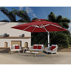 ABCCANOPY 9FT Cantilever Patio Umbrella Double Top Square Umbrella Outdoor Offset Umbrella with 360° Rotation,Burgundy