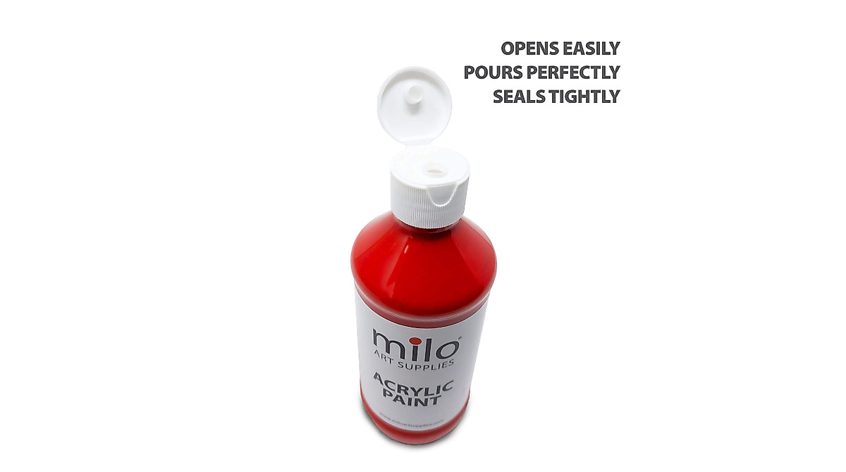 Milo Acrylic Paint Set of 8 Colors – Non-Toxic 8 oz Bottles Made in the USA