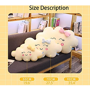 Eoieov Cloud Shaped Throw Pillow for Gifts Creativity Smiley Cushion Plush Cute Throw Pillow for Home Living Room Bedroom Decoration Pillows.Pink-19.6"