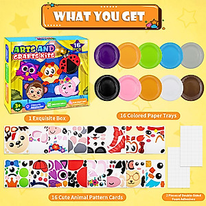 16 Pack Arts and Crafts for Kids, Toddler Crafts Animal Paper Plate Art Kit Gift for 3 4 5 6 Year Old Boys Girls DIY Kids Crafts for Birthday Party Favor Preschool Classroom Christmas Party Games