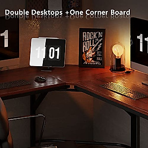 soges Large L-Shaped Gaming Desk, 59 x 59 inches Computer Desk, L Desk Workstation Desk Corner Desk for Home Office, Walnut CS-ZJ02-WA
