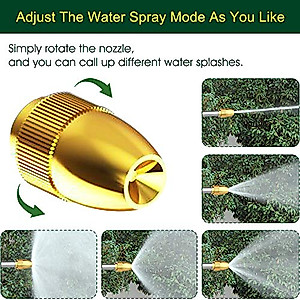 Upgrade Water Hose Nozzle Long Rod Garden Hose Nozzle Heavy Duty metal Brass sprayer 360° Rotaing spray gun for car wash, Plants and Lawn,Patio Gardening, Pets Shower Hose Nozzle + Quick Connector