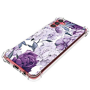 FollmeAir for Galaxy A13 5G Case, Slim Flexible TPU for Girls Women Airbag Bumper Shock Absorption Rubber Soft Silicone Case Cover Fit for Samsung Galaxy A13 5G (Purple Flower)