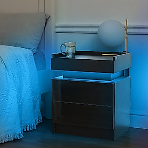 HOMMPA 06 WB-BL Nightstand, 1 Pcs, Black W/Side