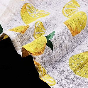 Baby Swaddle Blanket Unisex Boys Girls Cotton Muslin Swaddling Blanket Nursing Cover & Burping Cloth - Lemon
