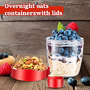 4 Pack 29 oz Take and Go Breakfast Yogurt Oats Cups Overnight Oats Container with Lid and Spoon Portable and Reusable Salad Meal Shaker Cup with Topping Cereal Cup for Yogurt Oatmeal Oats Food Parfait