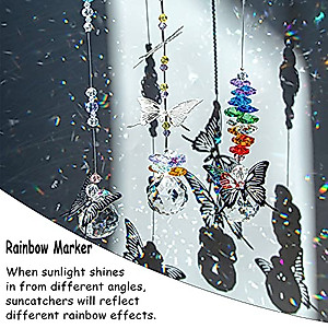H&D HYALINE & DORA Crystal Suncatcher Window Hanging Ornament Crystals Ball Prism Rainbow Maker Butterfly Decor Pendant Set for Home Garden