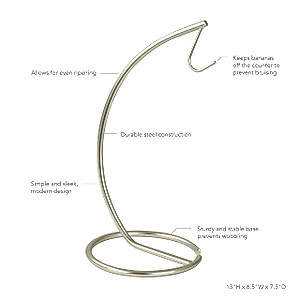 Spectrum Diversified Euro Holder, Fruit Tree, Sturdy Steel Banana Hanger & Soft Pretzel Display for Home or Bar, Countertop Food Storage, 1 Count, Satin Nickel