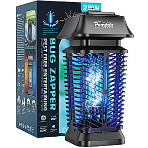 Bug Zapper Outdoor, Electric Mosquito Zapper Indoor, 20W/4200V, IPX4 Waterproof, Fly Zapper, Fly Traps, Plug-in Mosquito z Lamp for Home, Patio, Garden, Camp (Black)