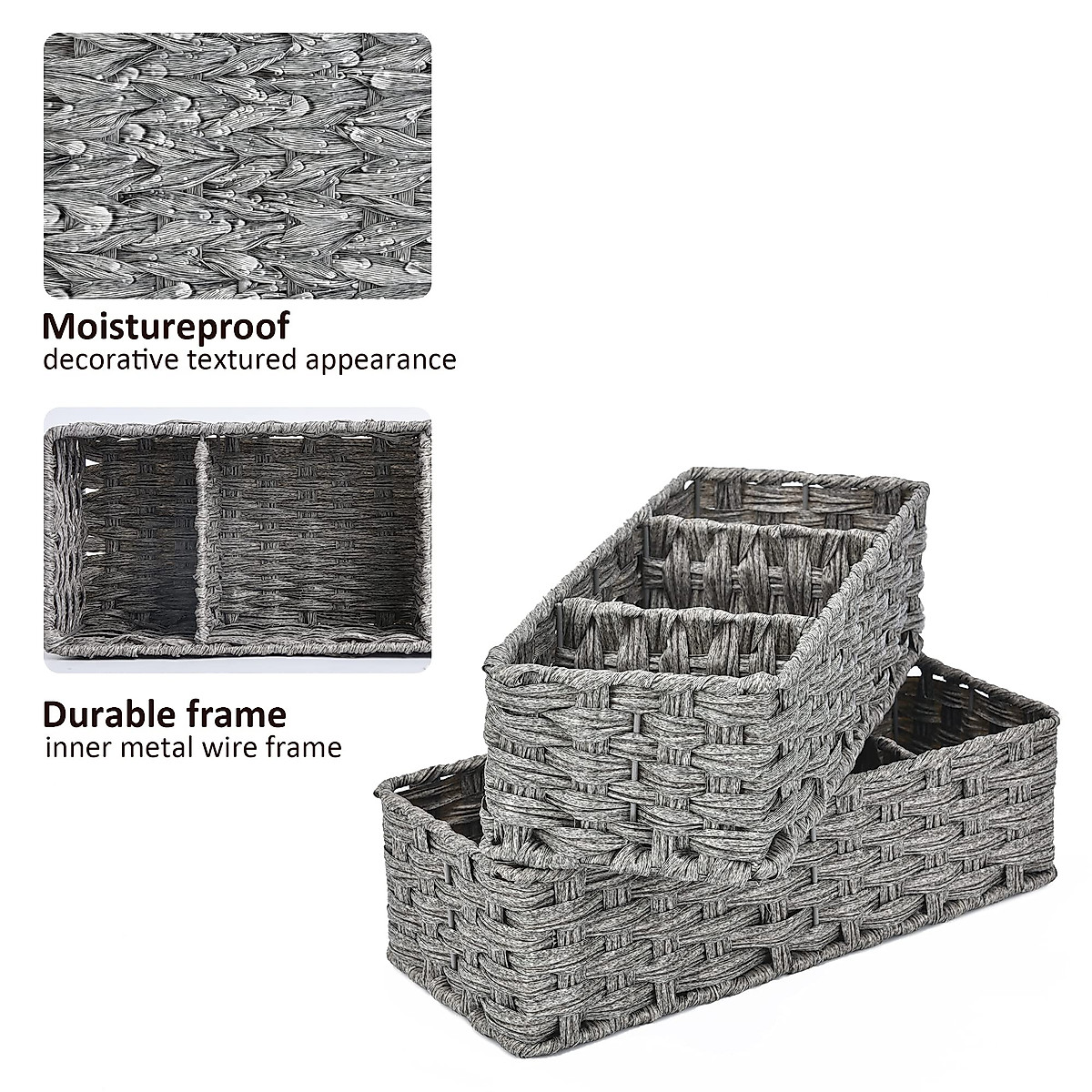 GRANNY SAYS Bundle of 1-Pack Woven Baskets for Storage & 2-Pack Rectangle Toilet Tank Topper