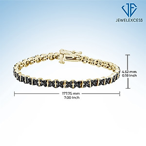 JEWELEXCESS Diamond Clover Bracelets for Women – 2.00 Carat Black Diamond 14K Gold over Silver Bracelet –Diamond Clover Bracelet Silver – Clover Bracelets for Women 14K Gold over Silver Bracelets