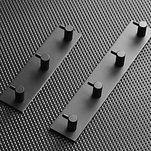 giti island Self Adhesive Towel Hooks for Bathrooms Black Stick on Wall Hooks Bath Adhesive Towel Hanger Peel and Stick Matte Black Shower Hooks for Wall Adhesive Coat Hook for Wall Mount 4 Hooks