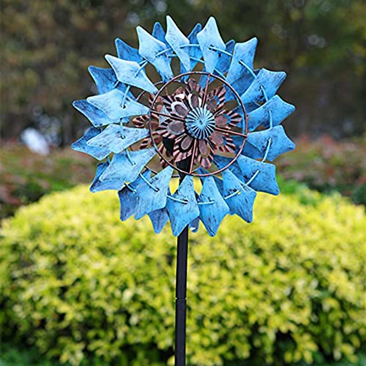 Solar Wind Spinner - Solar Powered Glass Ball 75in Multi Color Seasonal LED Lighting with Kinetic Dual Direction Metal Sculpture Construction for Outdoor Yard Lawn & Garden