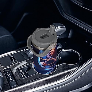 30oz Stainless Steel Insulated Tumbler with Flip Lid & Straw, Leakproof Travel Mug for Car, DNA Genetic Helix Double Wall Vacuum Thermal Coffee Cup with Handle, Spill-Proof Design for Hot/Cold Drinks