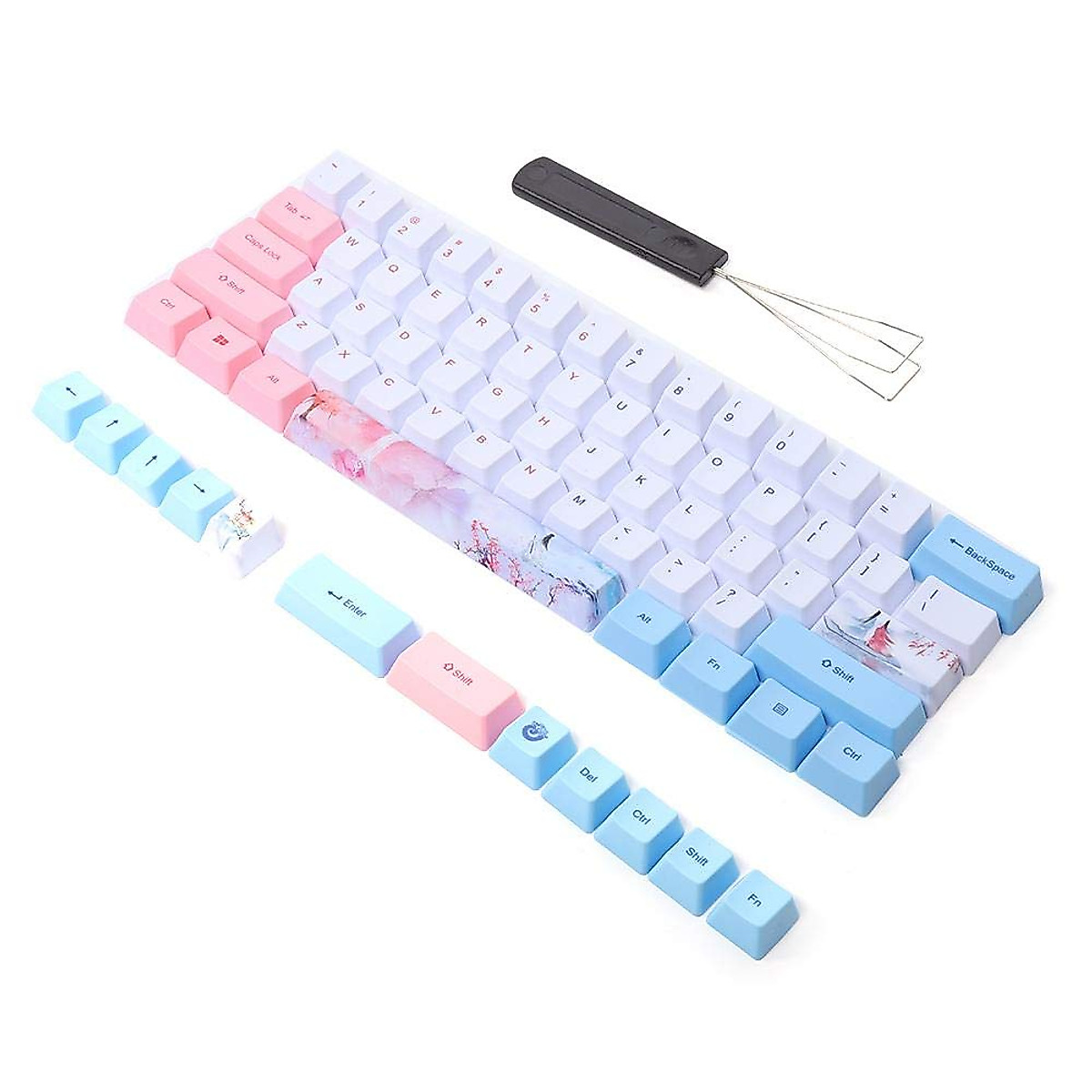 73PCs Keycaps PBT Mechanical Keyboard Accessory Five-Faced Dyed Anime Universal Keycap for Mechanical Keyboard(Three Lives III)
