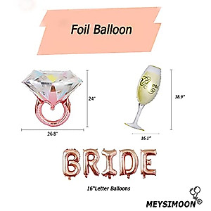 MEYSIMOON Bachelorette Party Decorations Kit Bridal Shower Supplies Rose Gold Ring Balloons,Banner,Bride to Be Sash,Curtain for Hens Night Party Decoration