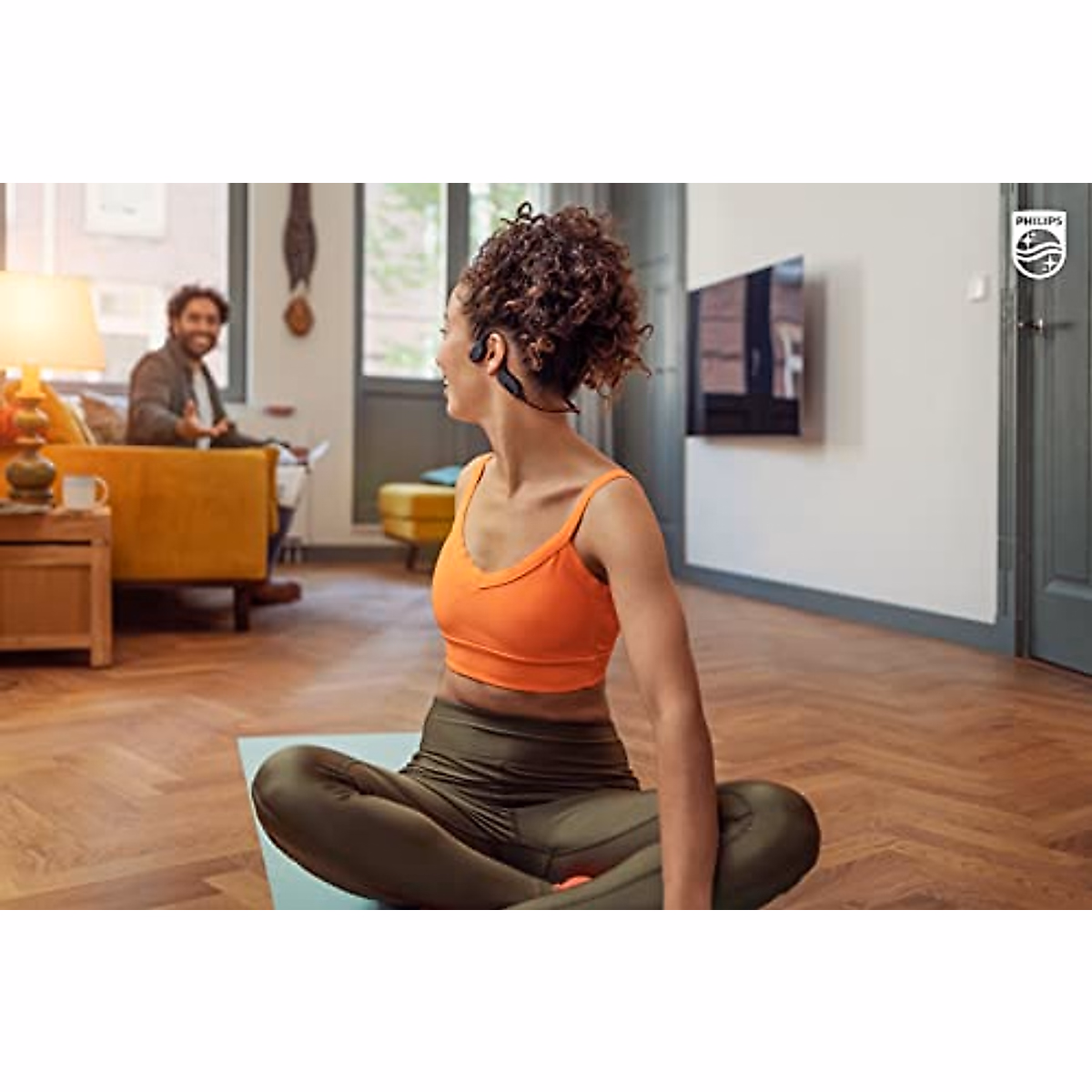 Philips GO A7607 Open-Ear Bone Conduction Bluetooth Headphones with Bluetooth Multipoint, IP66 Water-Resistant, Black