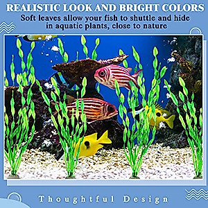 Giegxin 30 Pieces Artificial Seaweed Plants Aquarium Plants Plastic Seaweed Decor Plastic Fish Tank Plant Decorations Fake Seaweed Decoration for Household and Office Aquarium (Green)