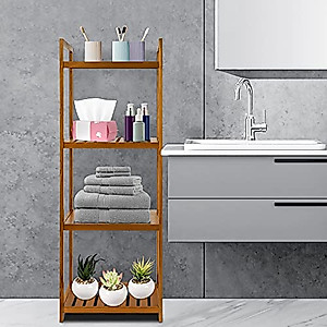 Utoplike Teak Shower Bench Seat with Handles and Teak Bathroom Shelf Organizer Freestanding Set
