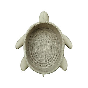 Lorena Canals Basket for Kids Baby Turtle. Olive Ivory Natural Size: 4" x 10" x 9"
