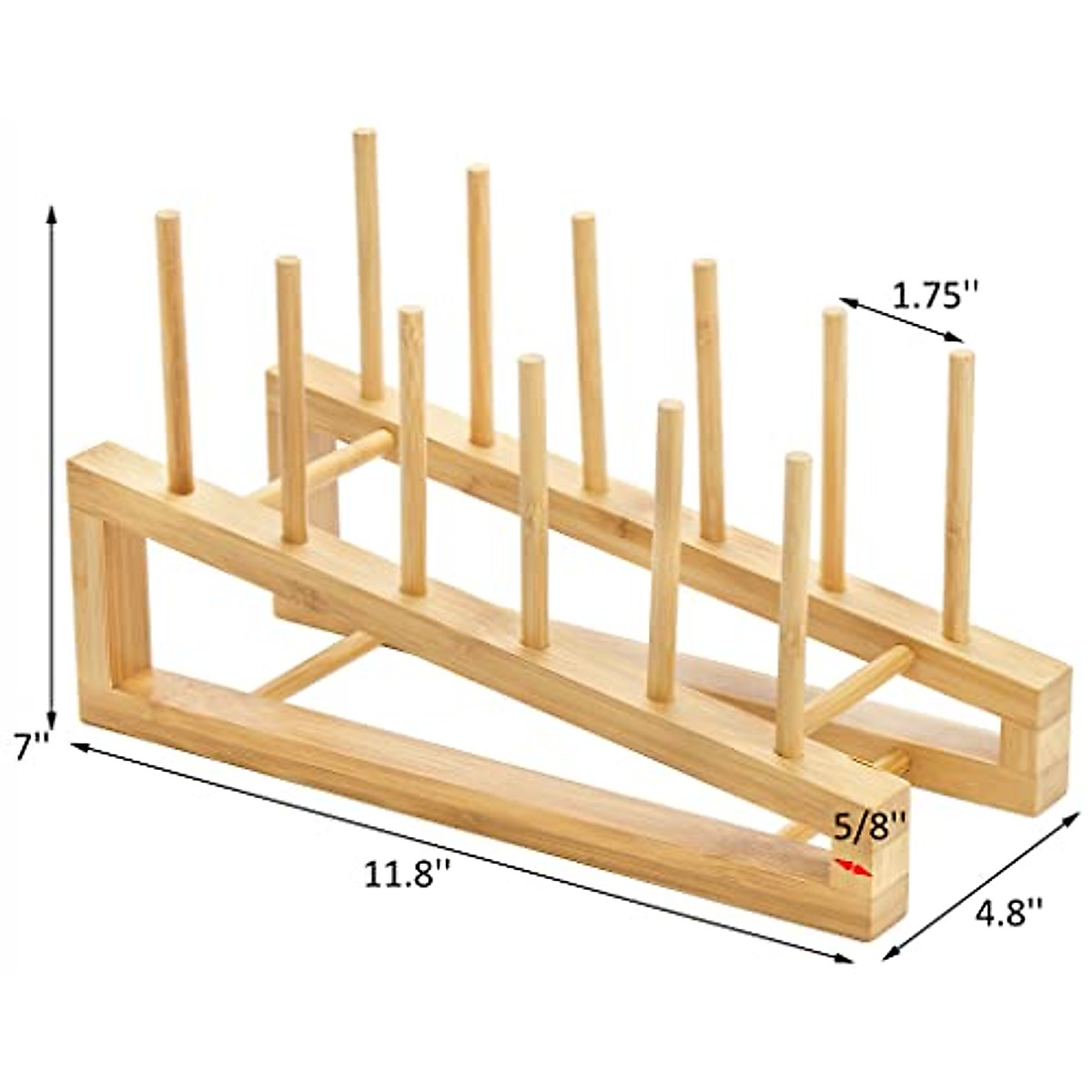 Yesland 3 Pack Wooden Dish Rack - Upgraded Bamboo Plate Bottle Drying Rack Dish Rack Stand - Kitchen Storage Cabinet Organizer for Pot Lid Dish Cup Cutting Board Bowl Water Bottles - Patent Pending