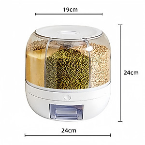 ECLIPSBACI Grain Storage Container Dispenser, rice dispenser rotating, 360° rotating food dispenser One-Click Output rice Storage Round Grain Dispenser Kitchen for Small Grains, Beans, Rice (B)