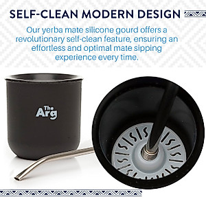 THEARG | Yerba Mate Silicone Gourd Cup with Stainless Steel Straw | Self-Clean Modern Plastic Gourd Design - Yerba Mate Cup and Bombilla Set from Argentina - Travel and Beach Essentials - Ideal Gifts