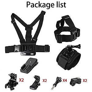 Accessories Kit for Insta360 One X3/X2/X, One R, X and GoPro Hero 9,New Quick Release Head Strap Mount + Chest Mount Harness + Backpack Clip Holder + 360°Rotating Wrist Strap