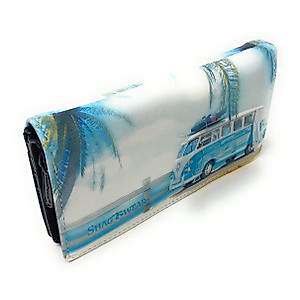 Shag Wear VW Van Surfin USA Road Trip Summer Beach Wallet for Women and Teen Girls Vegan Faux Leather 7"