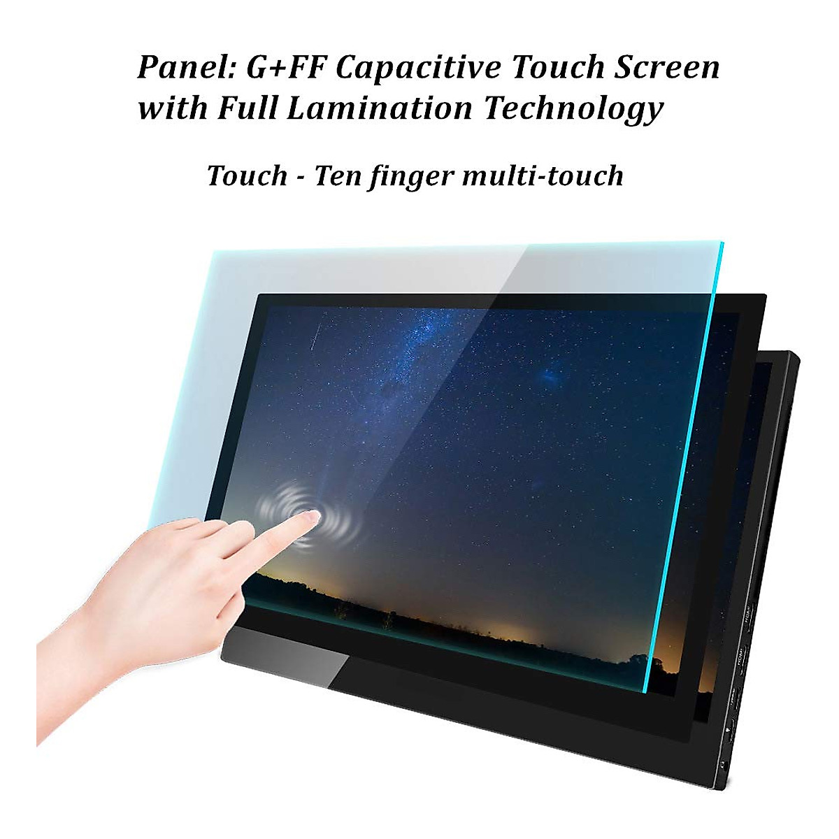 EVER LUSTRE 15.6 Inch Portable Gaming Monitor 4K Touch Screen 3840x2160 UHD Build-in Battery Display Screen for PS4, Xbox, Switch, Smart Phone, Laptop (Battery Monitor+case)