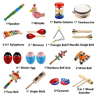 Yopay Toddler Musical Instruments, Kids Wooden Percussion Instruments Toys, Baby Rhythm Music Education Toys Set for Preschool Educational Early Learning, Boys and Girls with Storage Bag