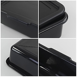 Xyskin Plastic Storage Utility Bus Tote with Lid, Restaurant Commercial Bus Box, 3 Packs, Black