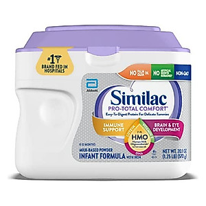Similac Pro-Total Comfort Infant Formula with Iron, Gentle, Easy-to-Digest Formula, with 2'-FL HMO for Immune Support, Non-GMO, Baby Formula Powder, 20.1-oz Tub