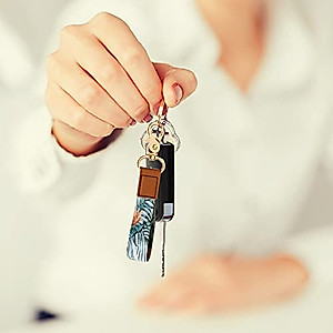 Handlein Key Ring Bracelet ，Mini Keychain Bracelet for Women，Key Rings for Keychains Holder Car ID Badges Card Wallet Phone Camera.（Yellow Flower）