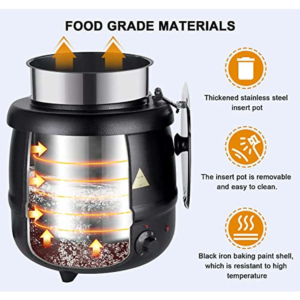 Food Soup Kettle Warmer with Ladle Countertop Cheese Warmer Catering Soup Warmer Commercial for Buffet Food Warmer Party