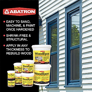 Abatron WoodEpox Kit - 12 oz - 2-Part Structural Epoxy Adhesive Filler - Wood Filler Putty